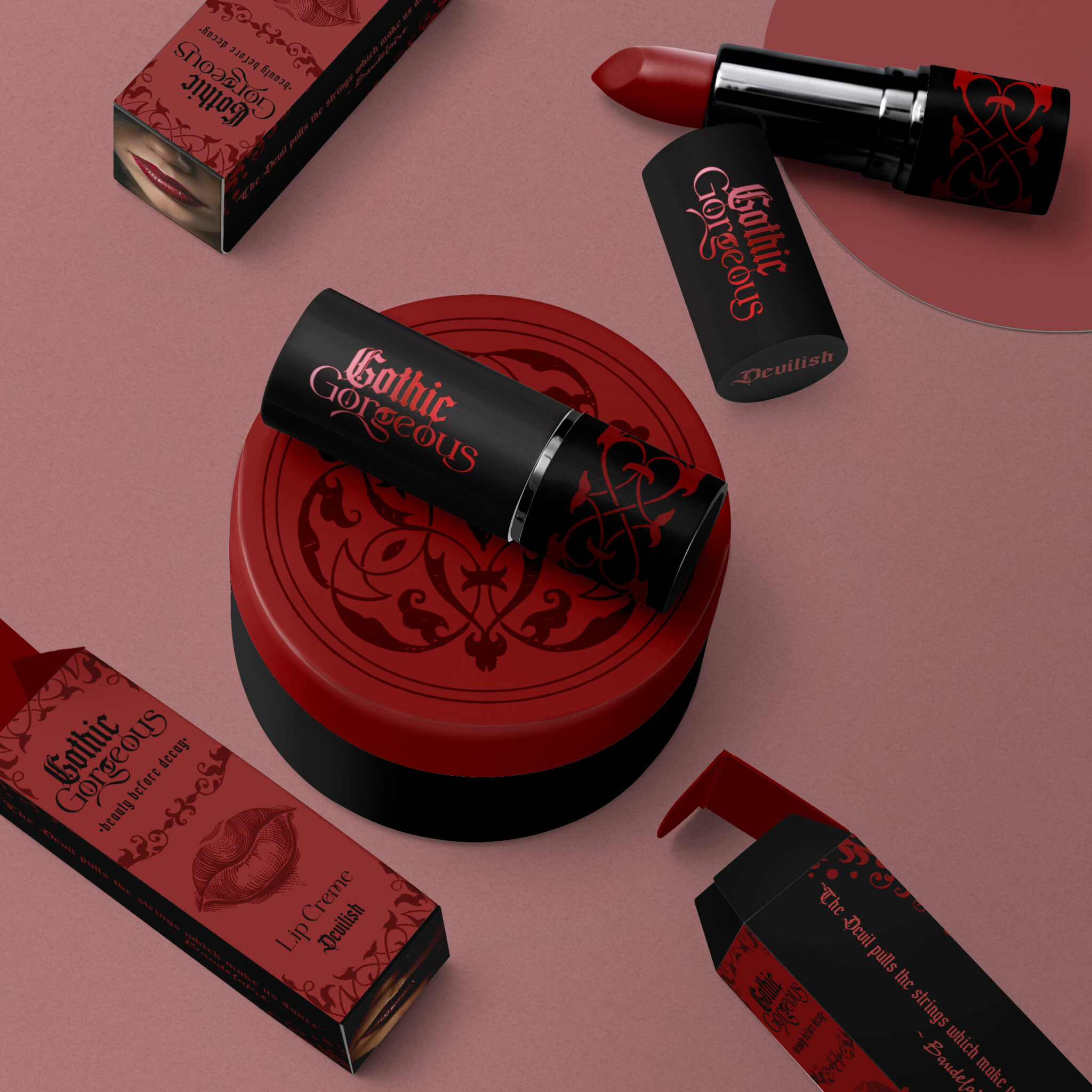Gothic Gorgeous Beauty Make Up Logo and Packaging Design – Creatively ...